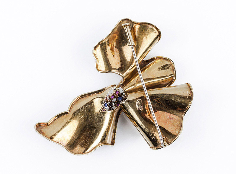 Elegante broche-alfiler vintage de alta joyería, en sólida montura de ...