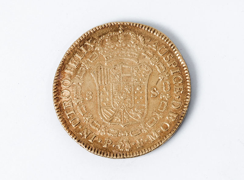 Moneda de oro (900 mil.). ESPAÑA. 8 Escudos. Fernando VII.1817. Popayan ...
