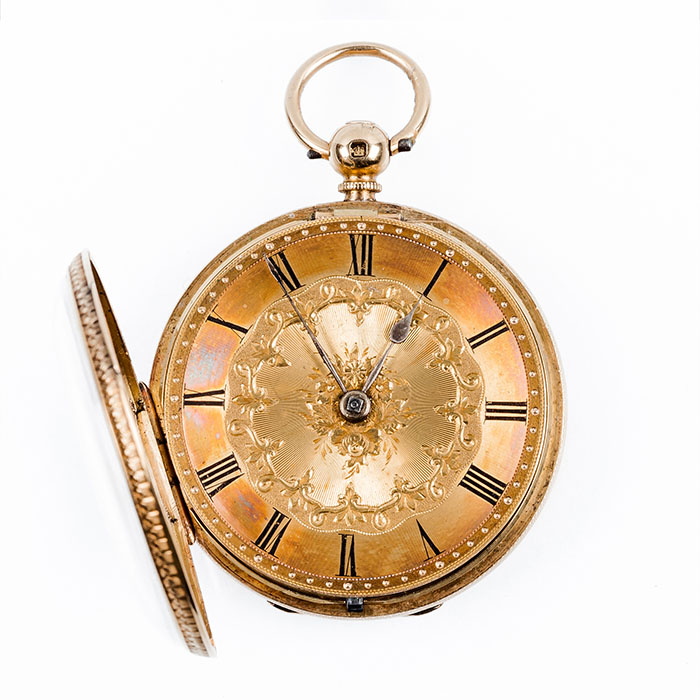 Reloj de bolsillo inglés "GOWLAND', (Sunderland)". Nº 28379. Movimiento firmado, semicatalino ...
